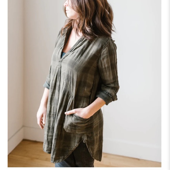 CP Shades | Tops | Cp Shades Double Cotton Gauze Plaid Teton Tunic M ...